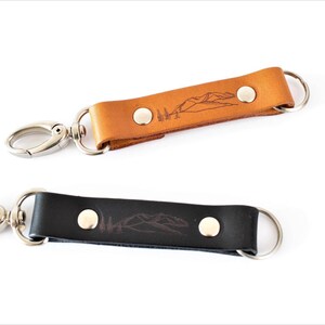 Leather Key Fob With a Carabiner Mountains, Trigger Snap Keychain ...
