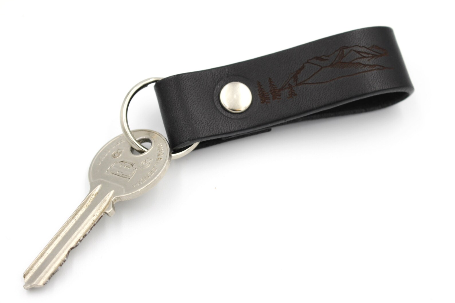 Leather Key Fob - Mountains, Hiking Lover Gift, Mountain Keychain - Etsy
