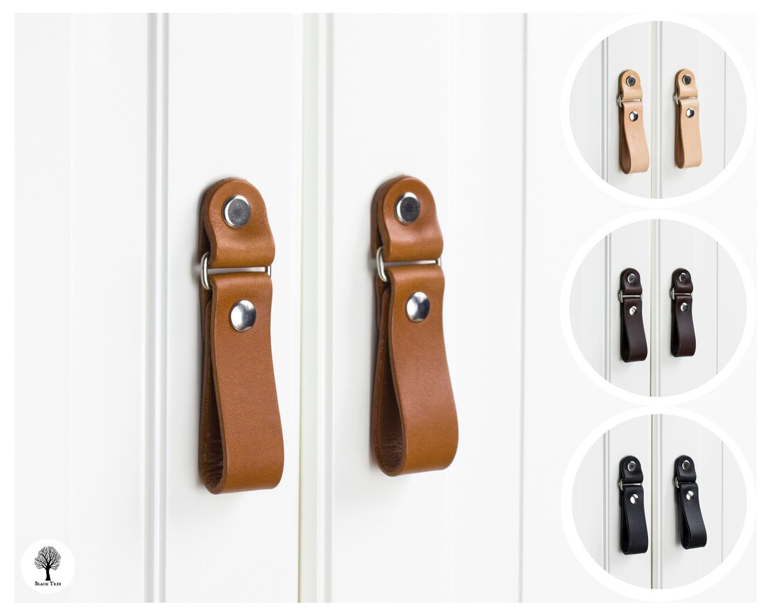 Leather Handles No.008 PREMIUM, Leather Drawer Pulls, Leather Pulls ...