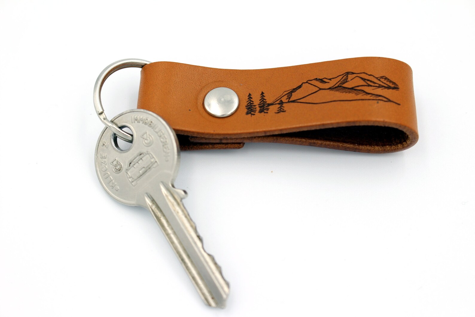 Leather Key Fob - Mountains, Hiking Lover Gift, Mountain Keychain - Etsy