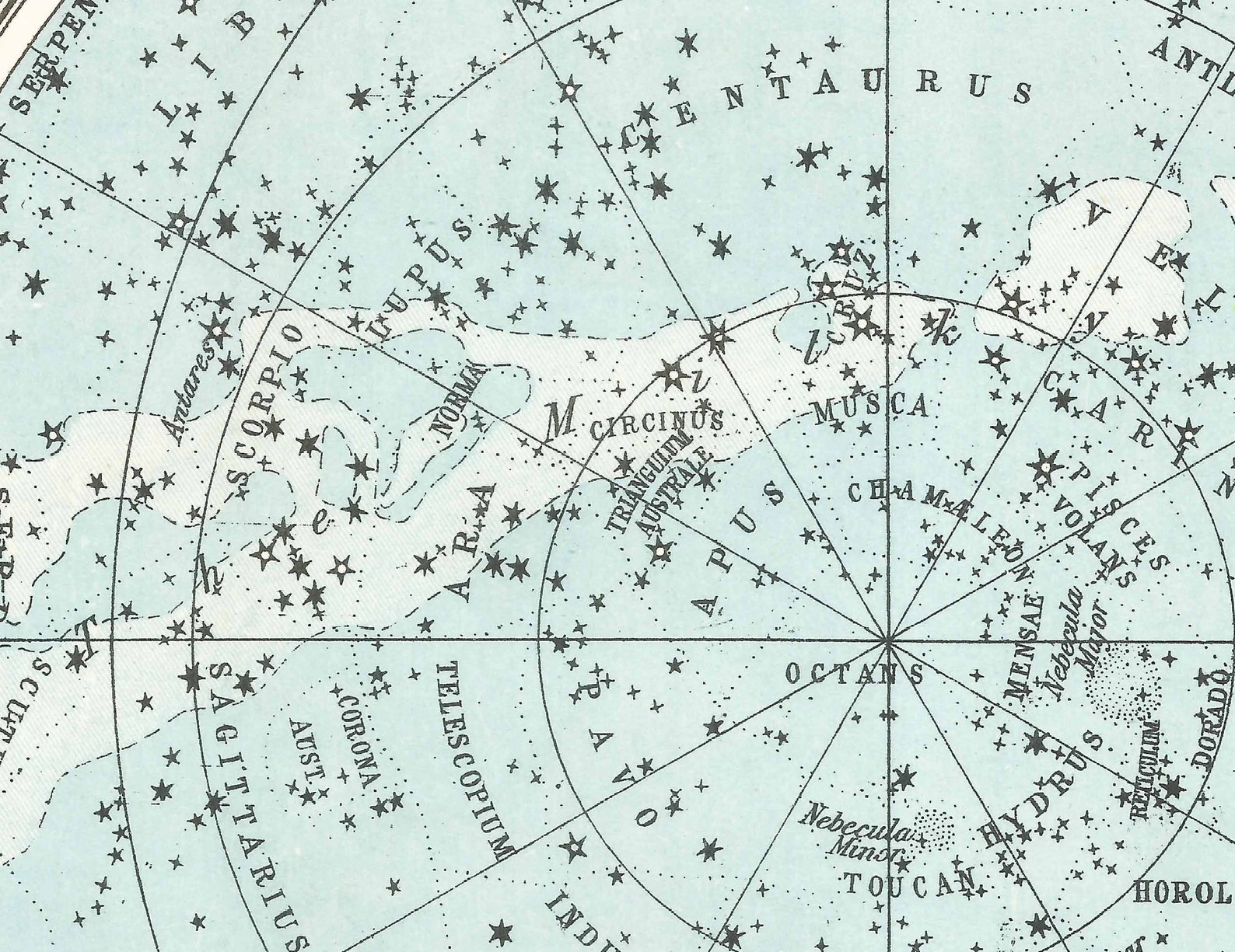 Southern Constellations Star Map 1920s Antique Map Home Decor ...