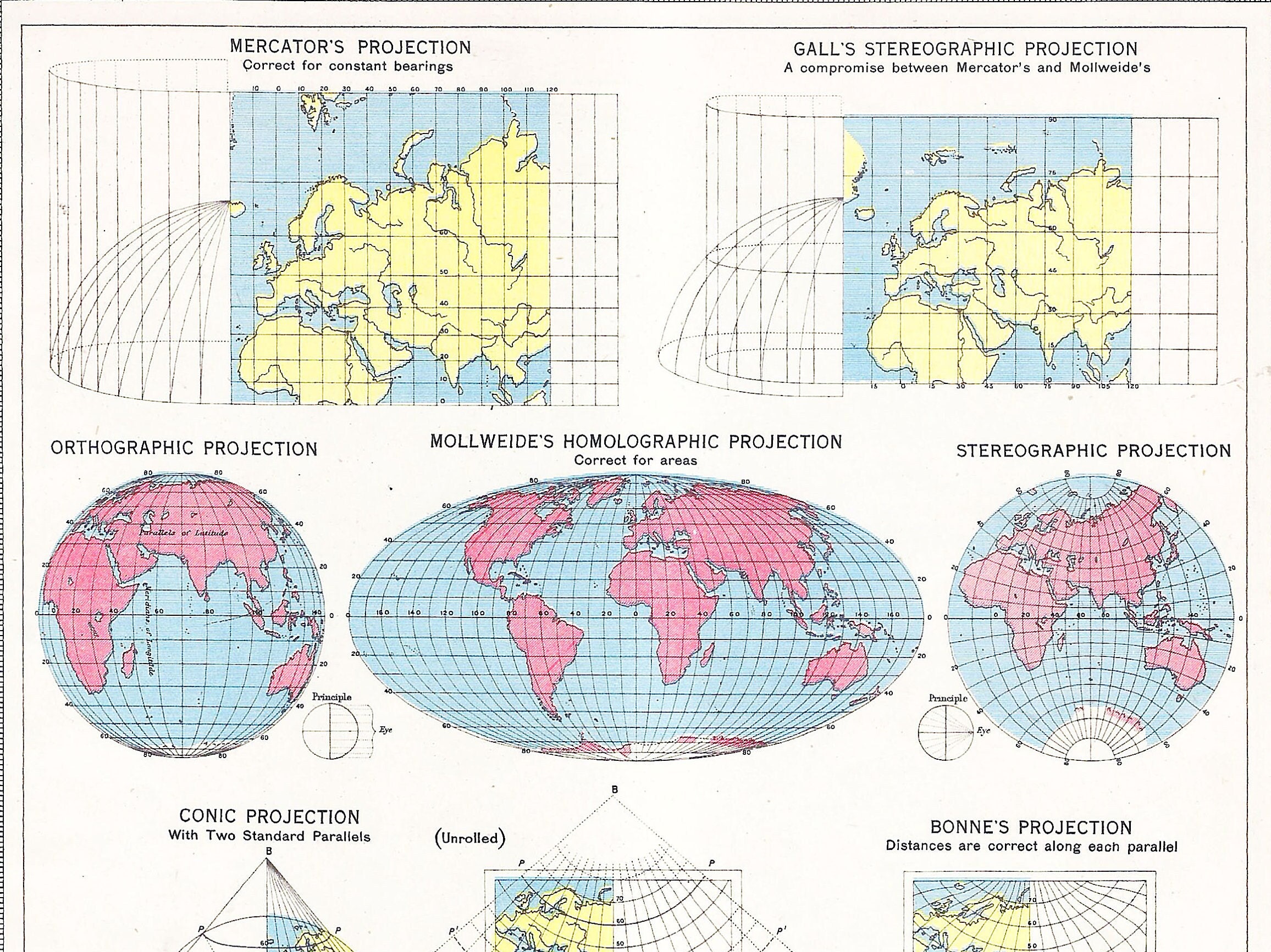 Map Projections and Relief Representation World Map for Home Decor ...