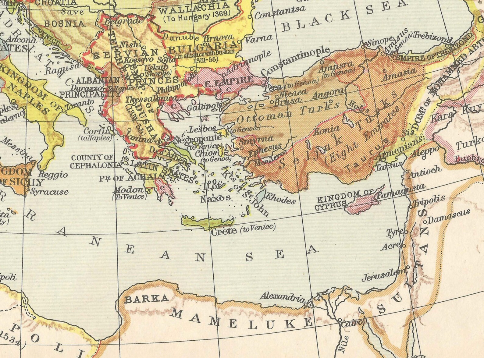 European 1360 Political Map Antique Home Decor Antique Vintage - Etsy