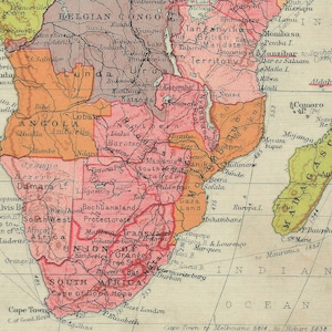Colonial Africa Political Map 1910 Travel Adventure Maps for - Etsy