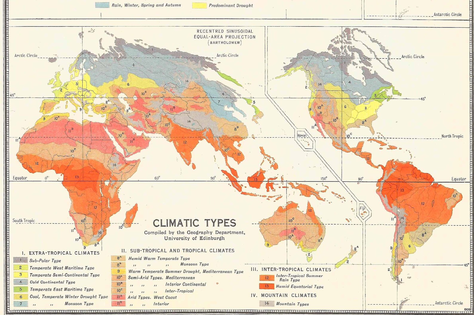 Rainfall and Climate Map World Isobars 1960 Weather World Map for Home ...