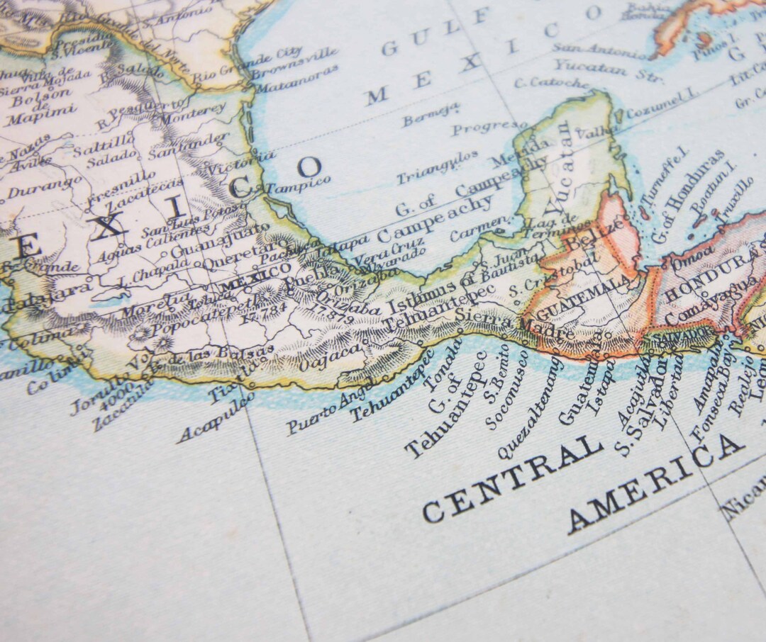 North America Map USA Canada Mexico Map 1890 Gifting Old Antiques ...