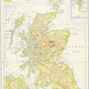 Physical Map of Scotland Travel Adventure Maps for Home Decor - Etsy