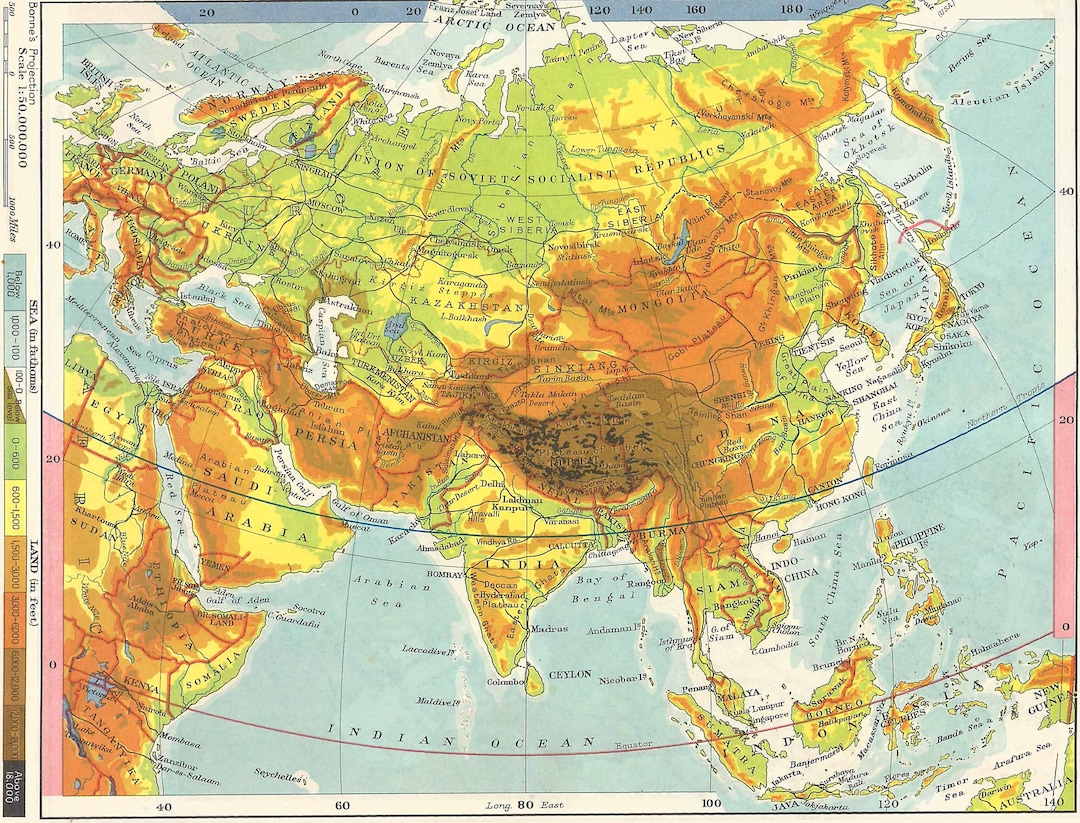 The Soviet Union Asia 1960 Russia USSR World Map Vintage Map Old ...