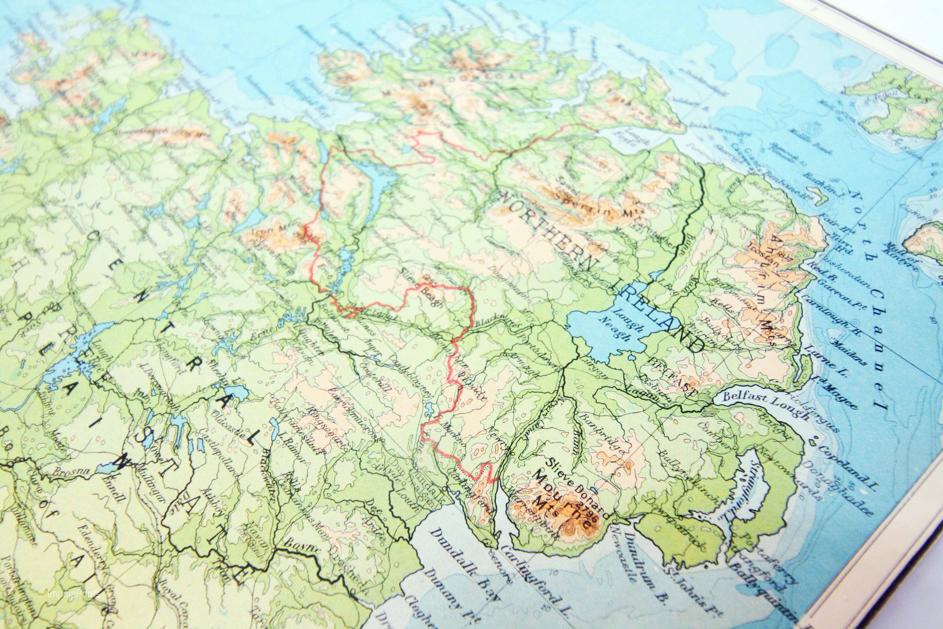 Map of Ireland 1936 Irish Free State, Northern Ireland Art Historical ...
