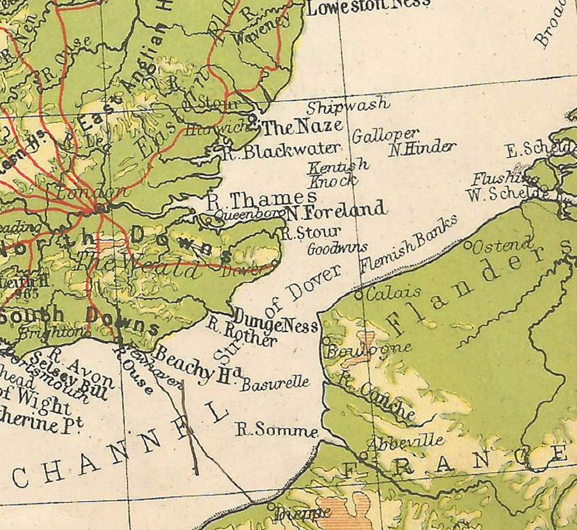British Isles and Geological Map 1920s Travel Adventure Maps for Home ...
