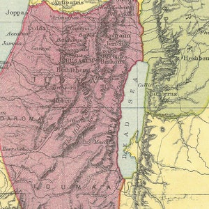 Palestine Antique Map Holy Lands Antique 1800s Gift Adventure Vintage ...