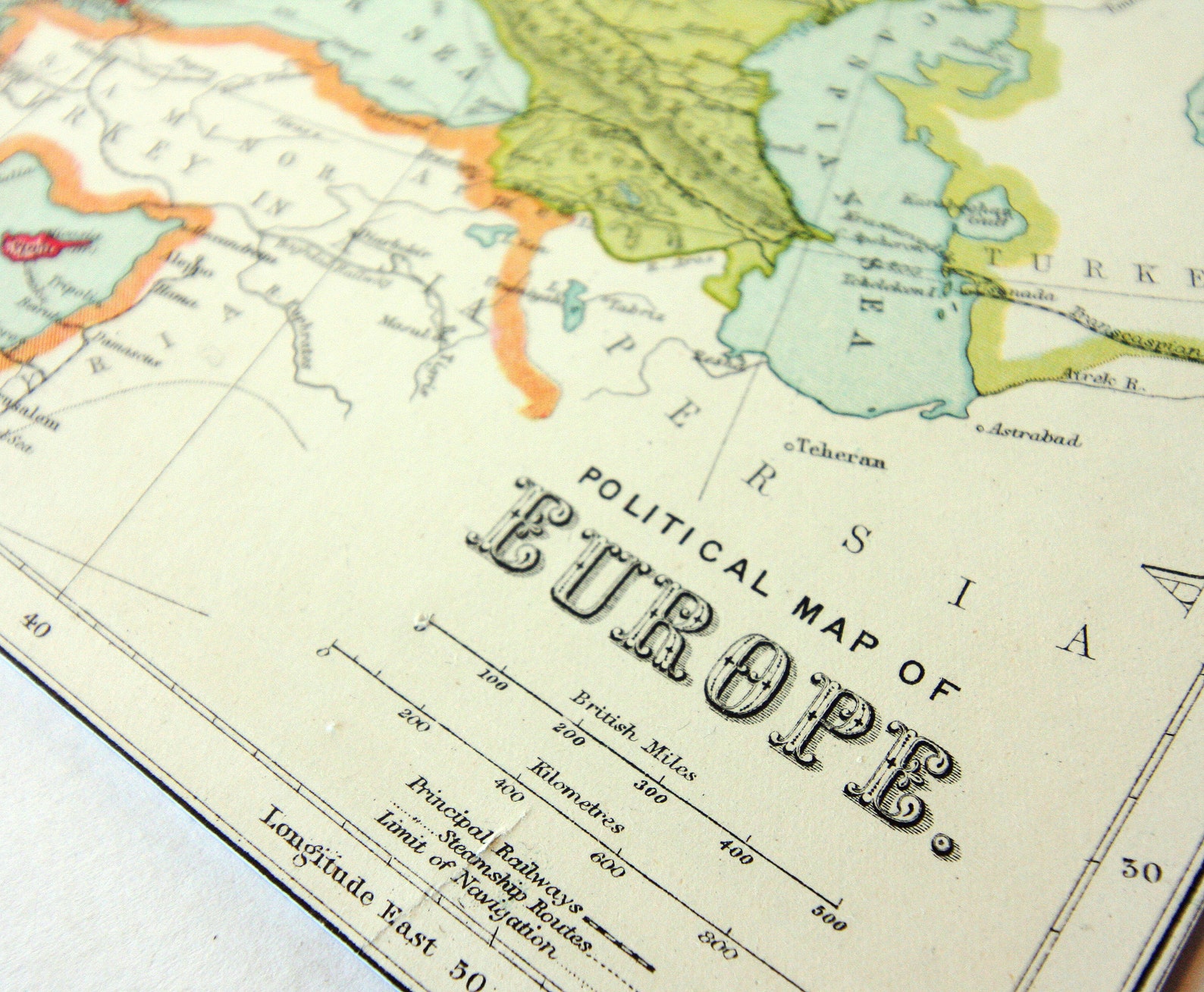Large Antique Europe Map 1890s Gift Militaria Travel - Etsy