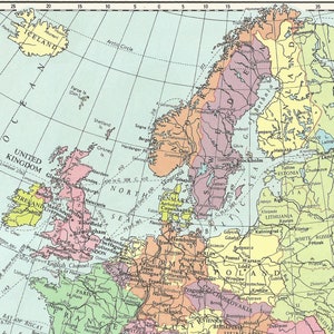 Europe Vintage Map 1961 Cold War Maps Travel Adventure Maps for Home ...