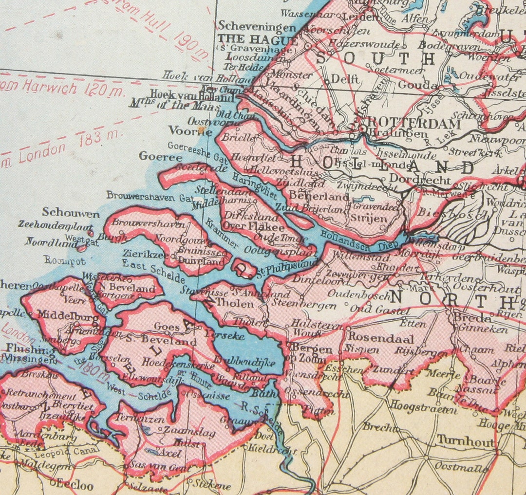 Holland 1920s Amsterdam Rotterdam Large Map Europe Travel Map - Etsy