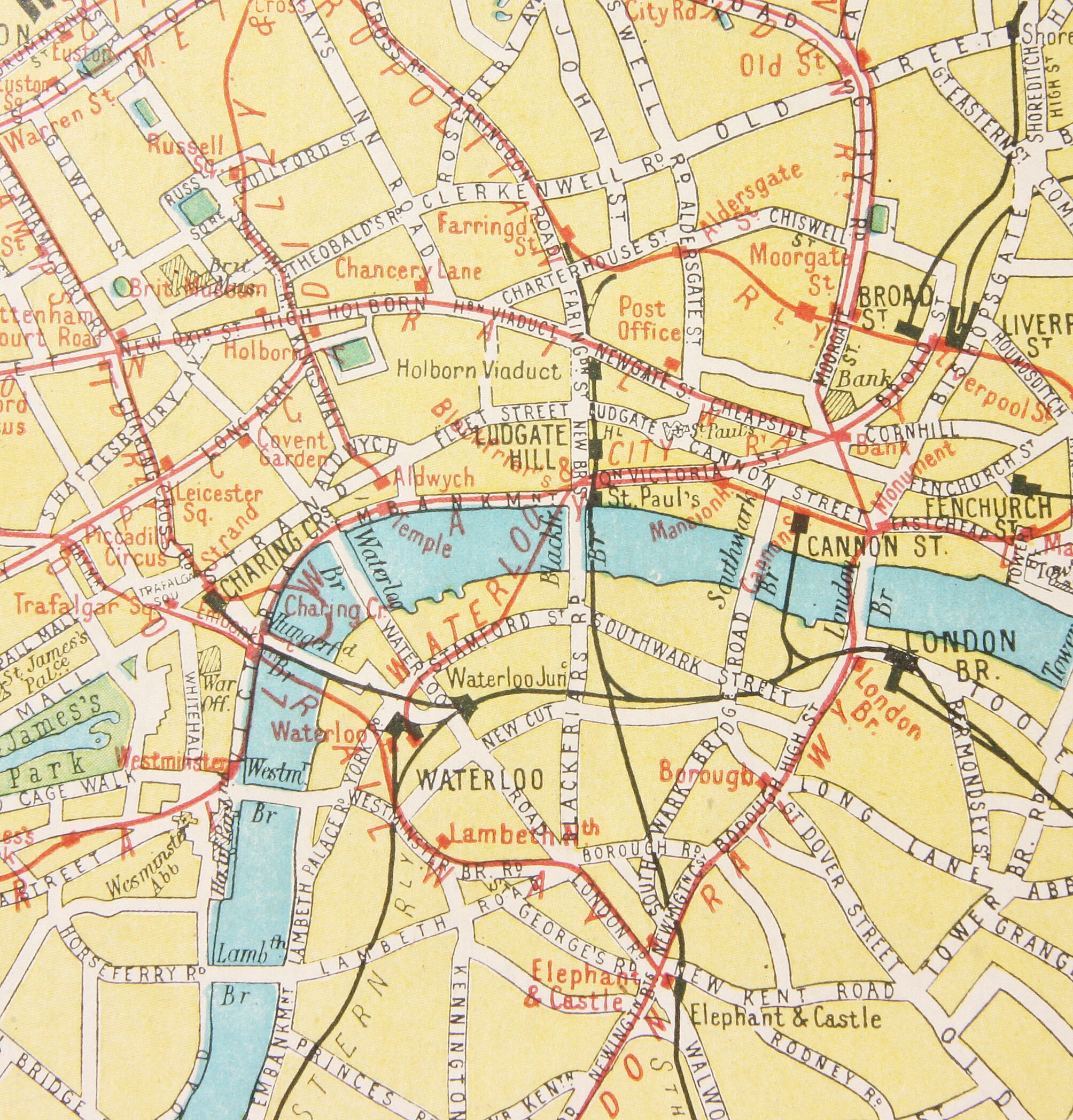 London Underground Map Antique Detailed 1920s Trains Vintage Map Gifts ...