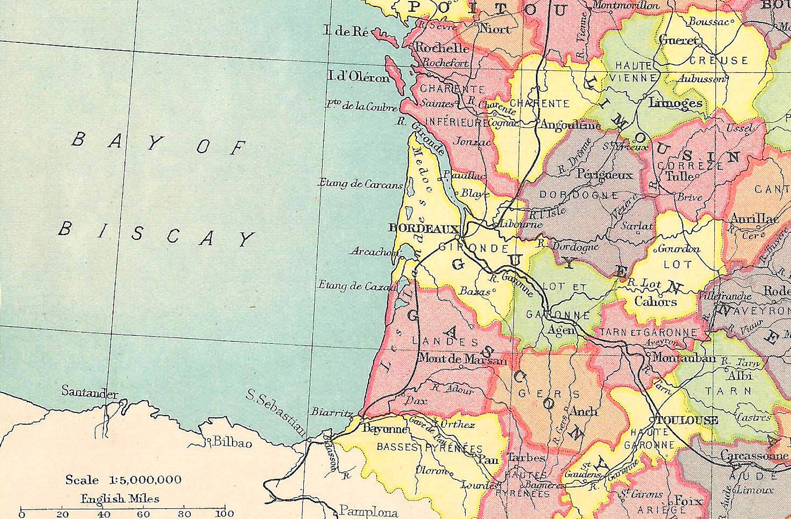 France Political Map 1920s Travel Adventure Maps for Home Decor Europe ...