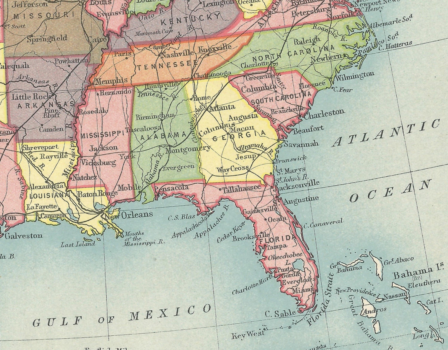 United States Antique Political Map Antique Home Decor Antique Vintage ...