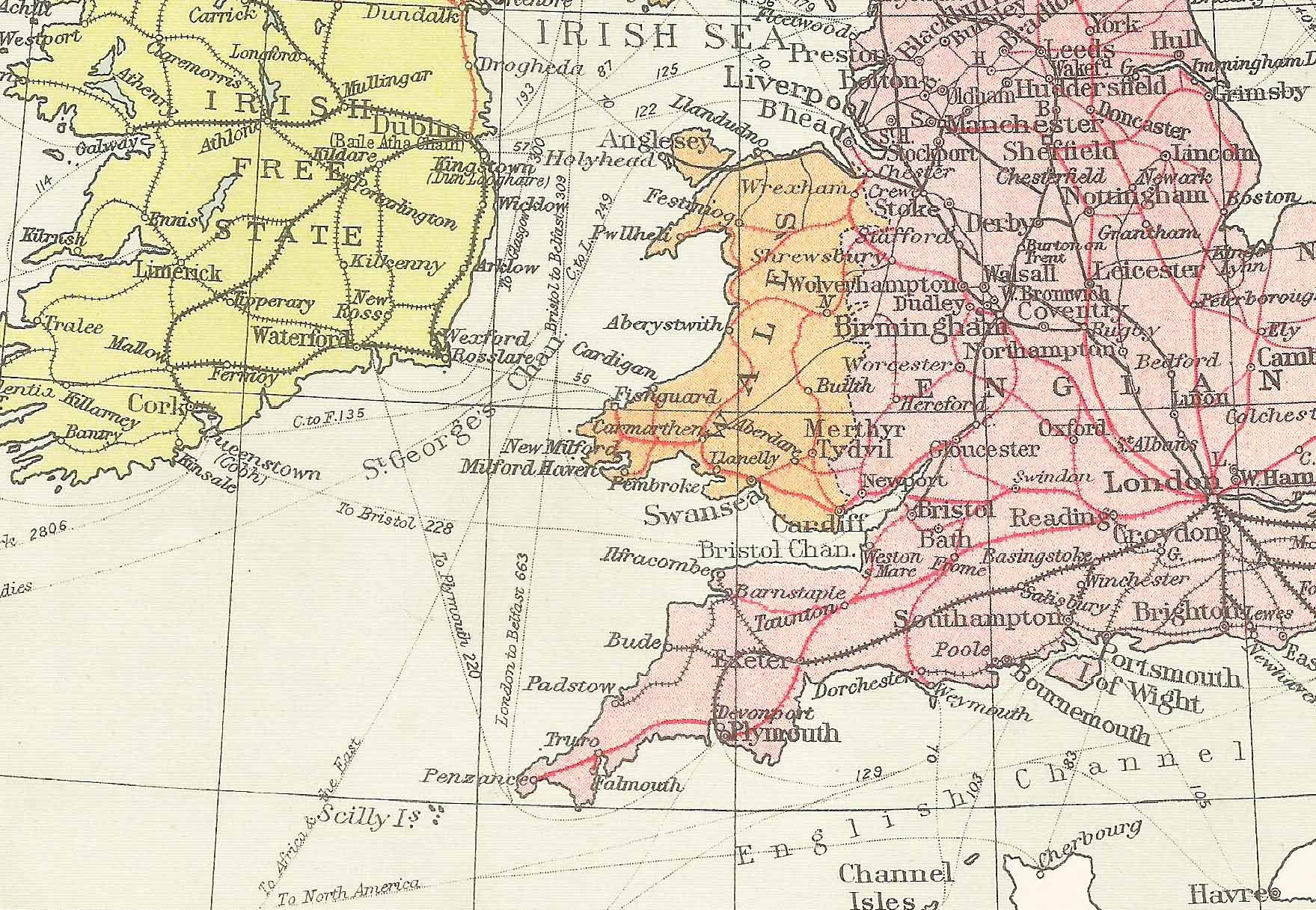 Railway of England 1930s Vintage Map Train Map Home Decor Lithograph ...