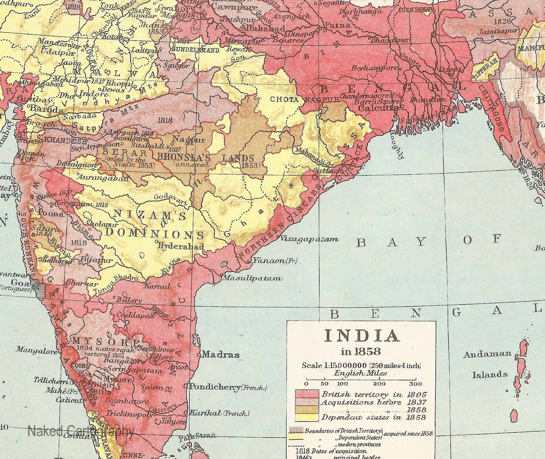 Old Map of Indian in 1858 Antique Map Vintage Maps Lithograph Prints ...