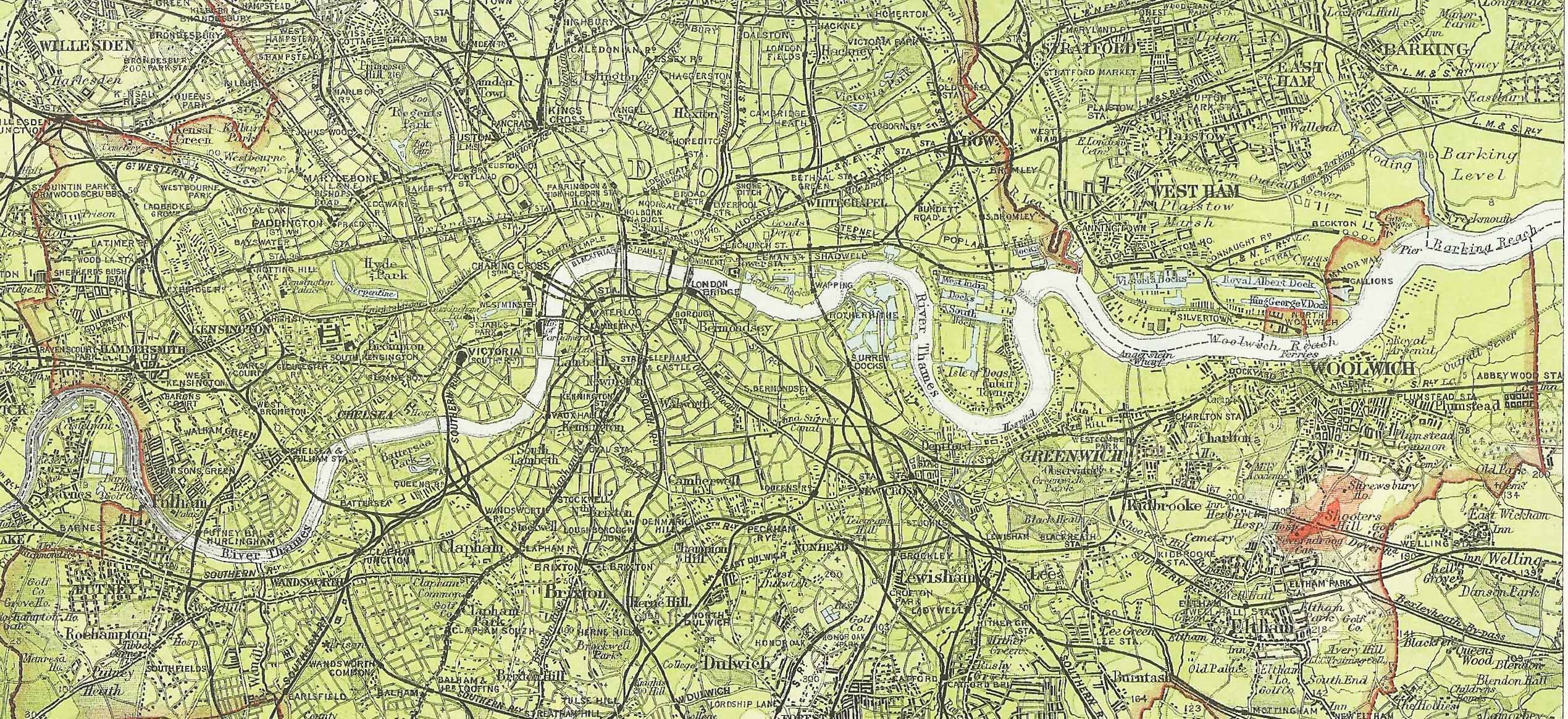 London Map 1930s Old Maps Home Decor Vintage Prints Map Gifts England ...