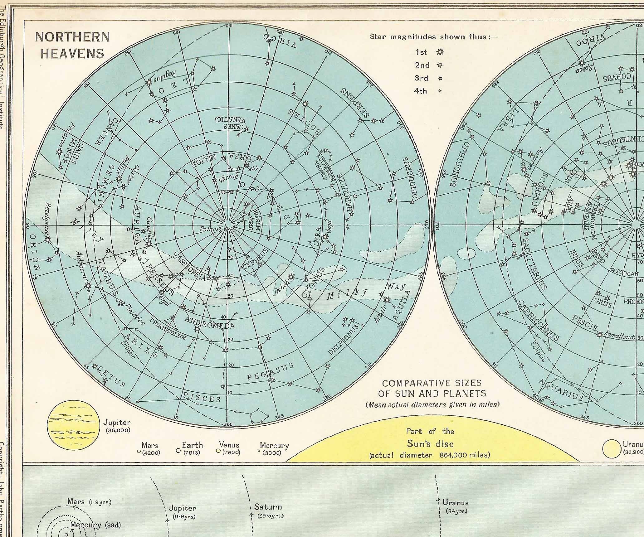 Map of the Heavens, Atronomical 1950s Space Maps Astronomy Solar System ...