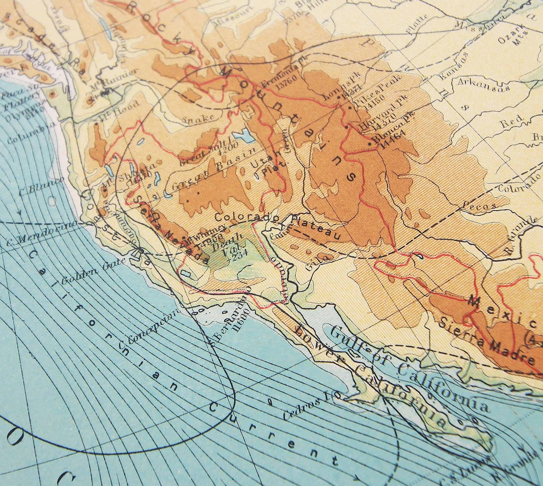 Vintage Map of USA North America Print Large 1920s Travel Map United ...