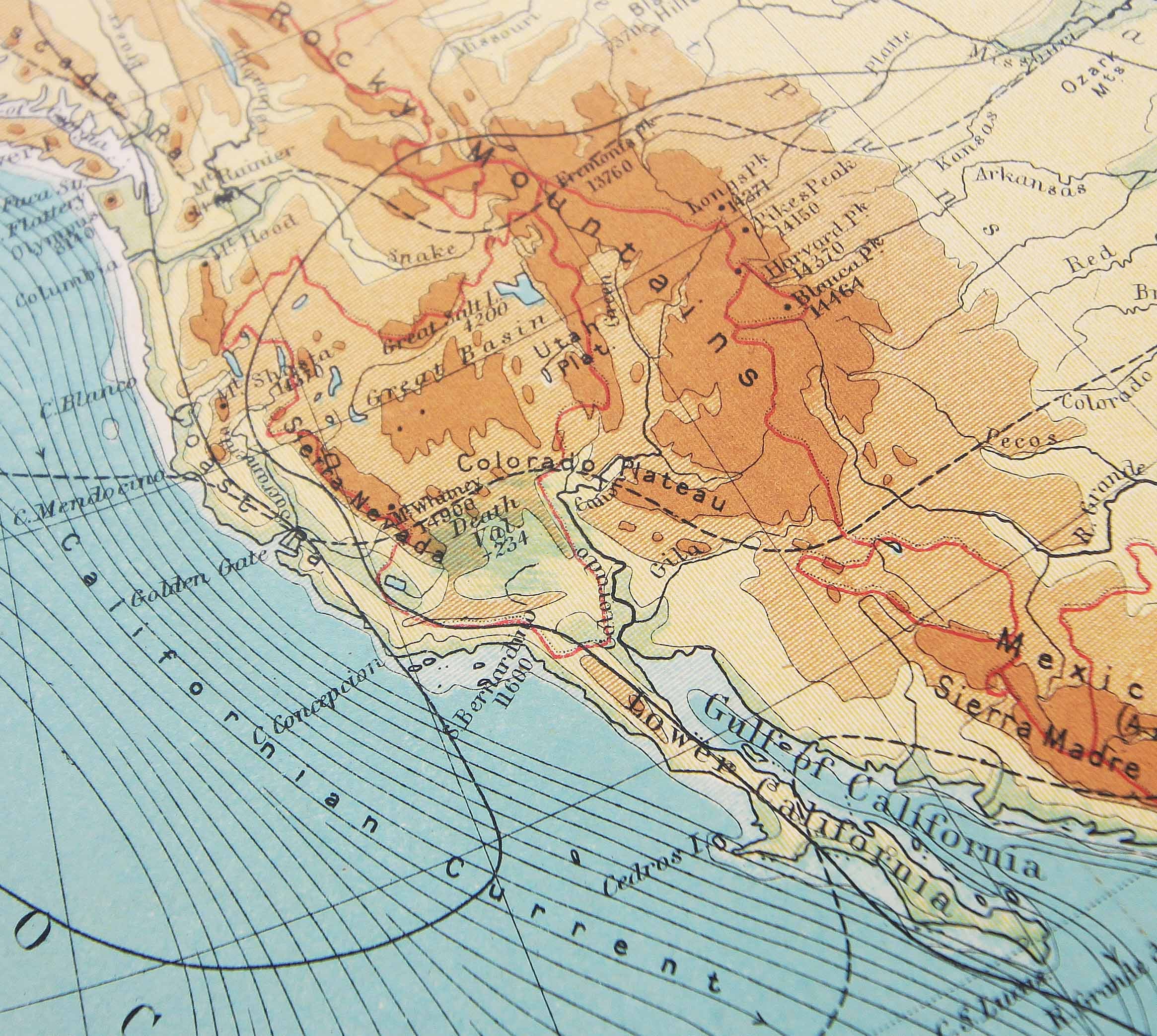 Vintage Map of USA North America Print Large 1920s Travel Map United ...