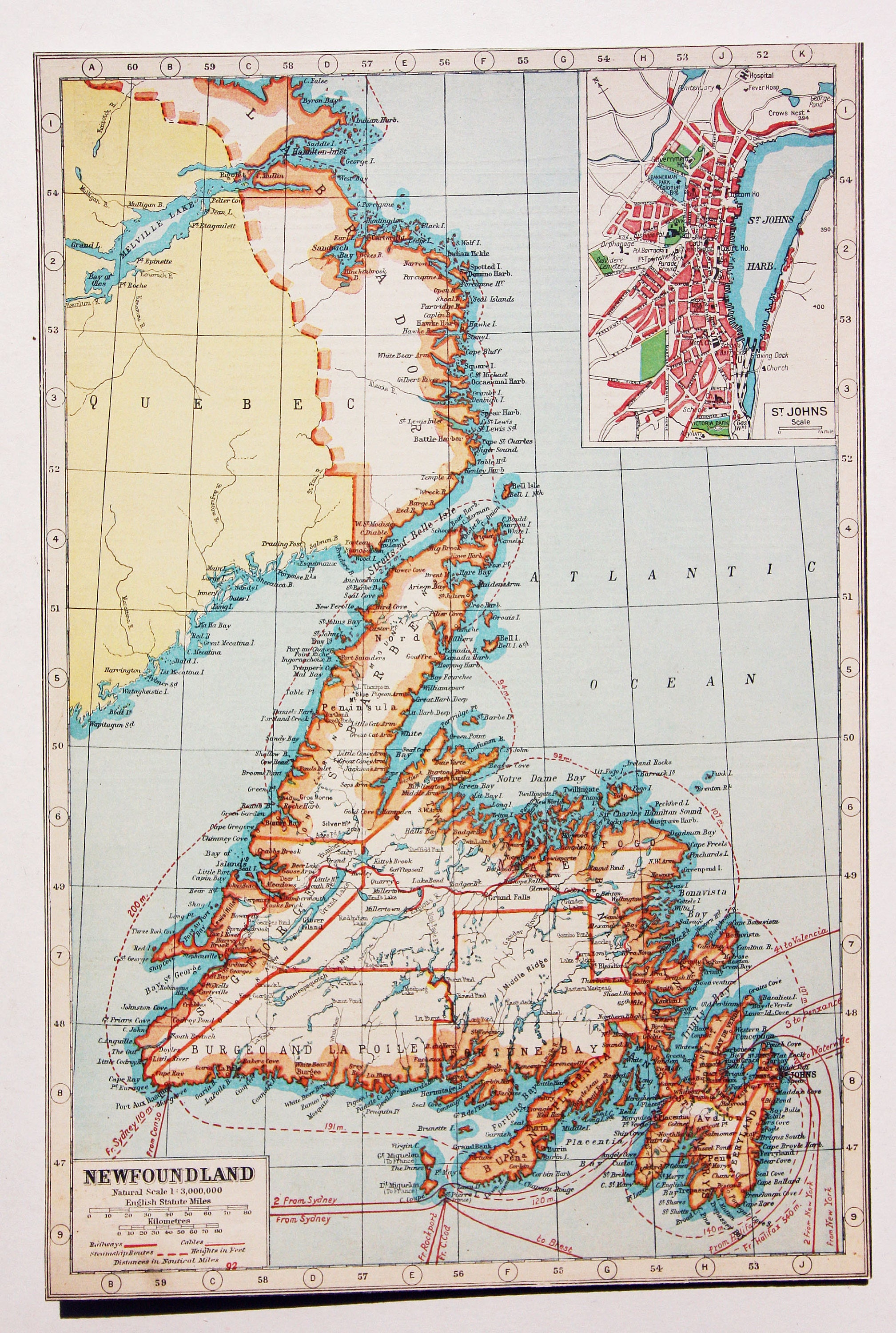 Newfoundland St Johns Antique City Map 1920s Large Gifting Old Antiques ...