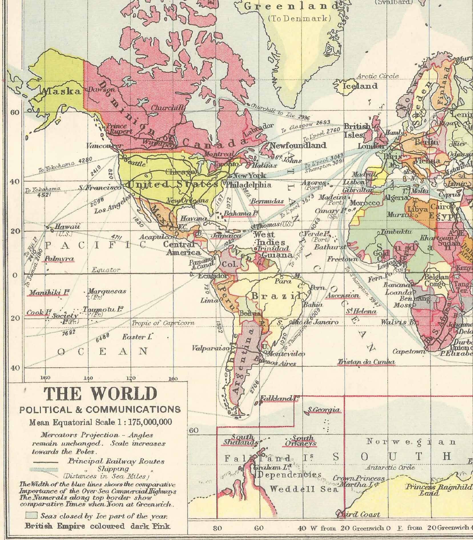 Political World Map Antique 1930s Home Decor Vintage Prints Old Maps ...