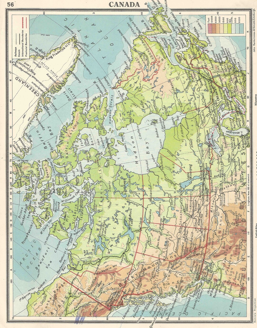 Canada 1930 Political Map Antique Home Decor Antique Vintage Prints Old ...