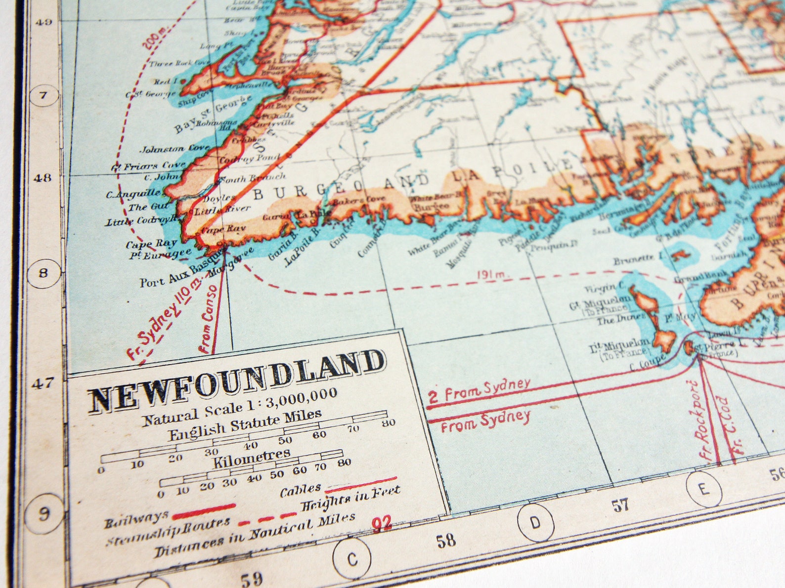 Newfoundland St Johns Antique City Map 1920s Large Gifting Old Antiques ...