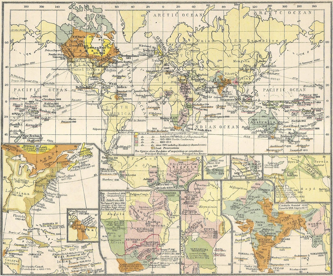 British Empire Historical World Map Old Maps Home Decor Vintage Prints ...