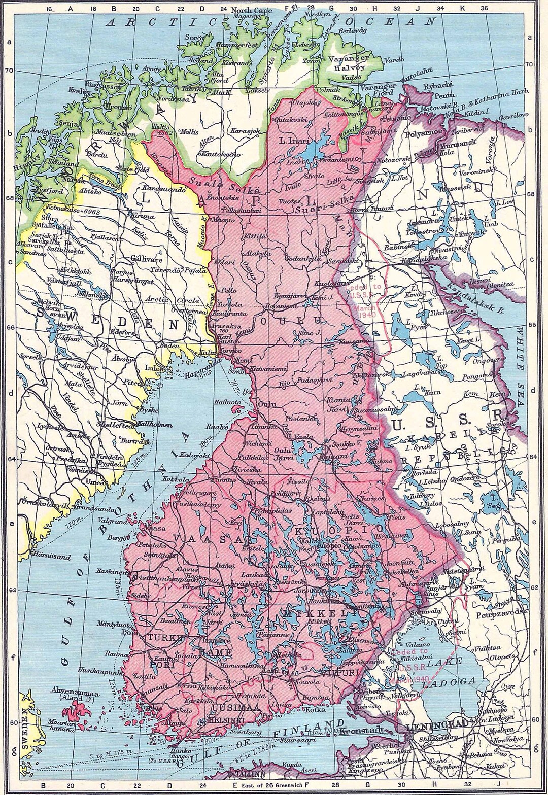 Finland Map 1943 Soviet Union World War 2 Baltic Map Vintage Maps ...