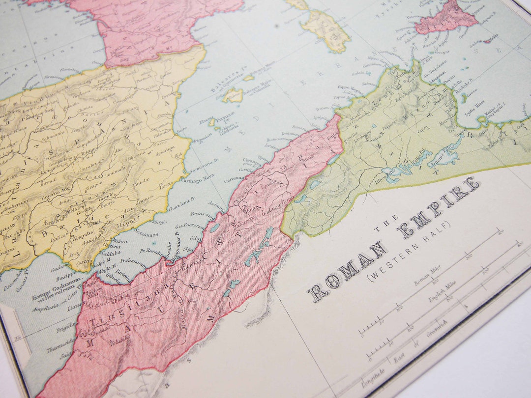 Roman Empire Map Europe Map Print Large 1910s Travel Map of Italy ...