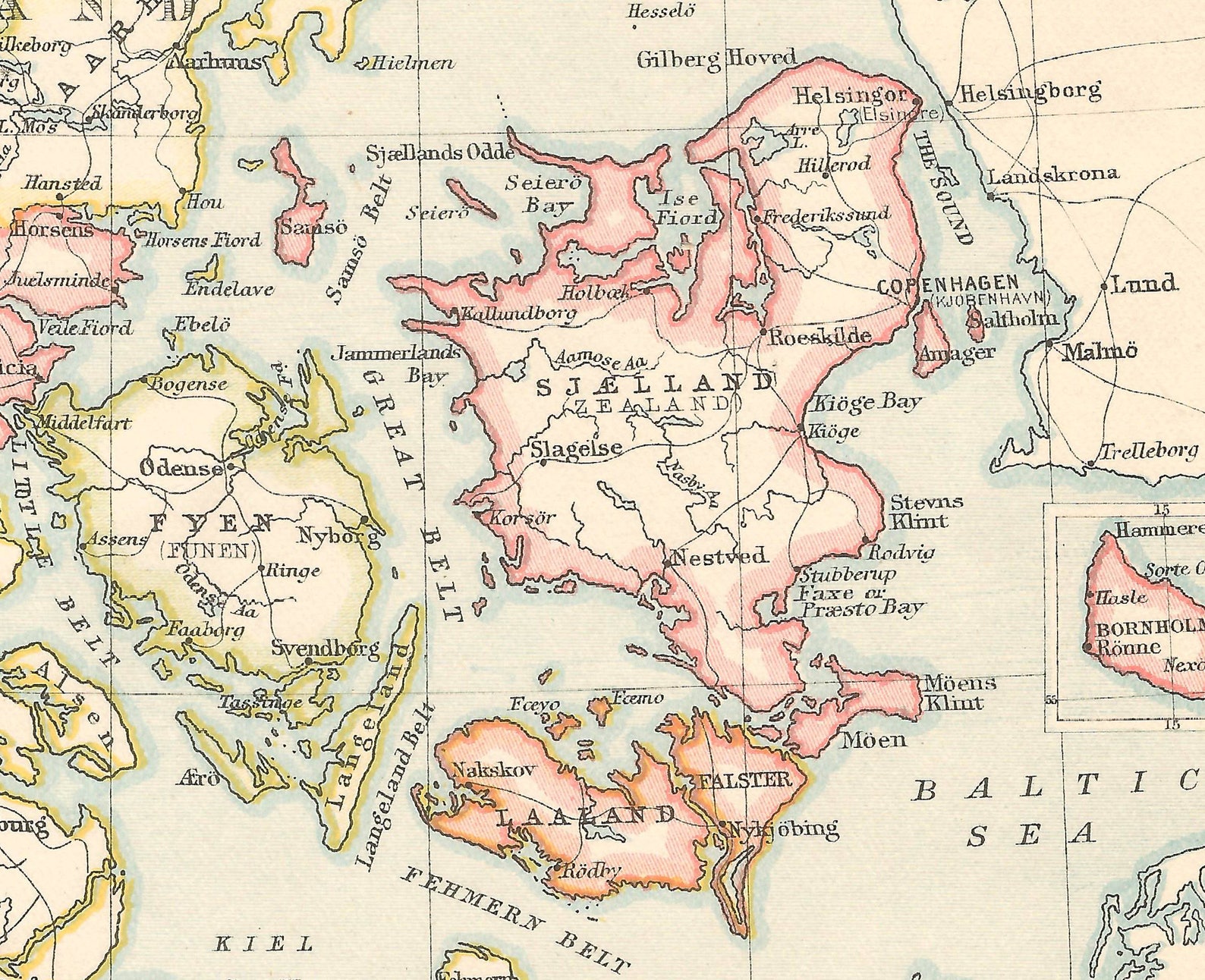 Denmark 1800s Antique Maps Europe Old Maps Home Decor Vintage Prints ...