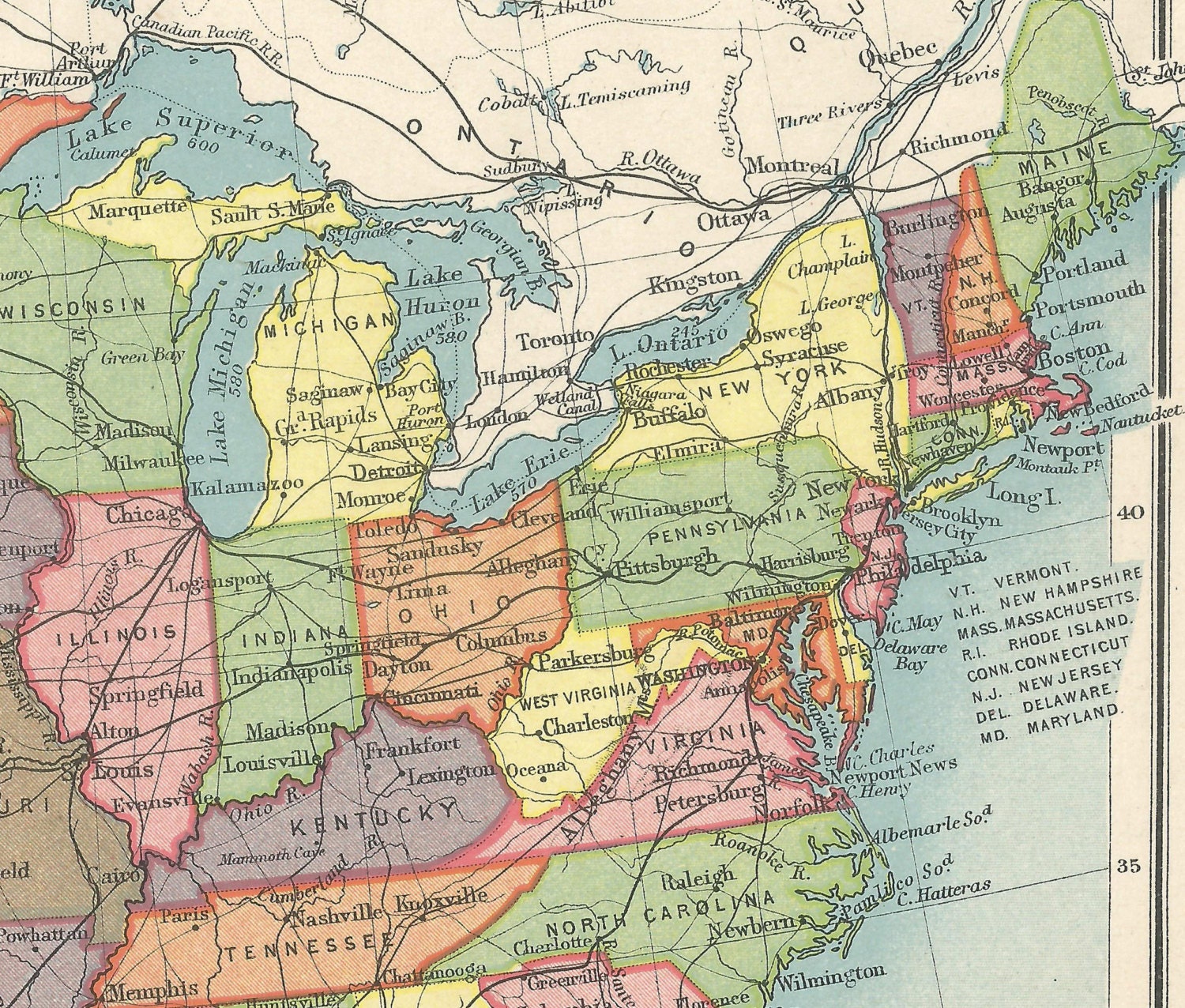 United States Antique Political Map Antique Home Decor Antique Vintage ...