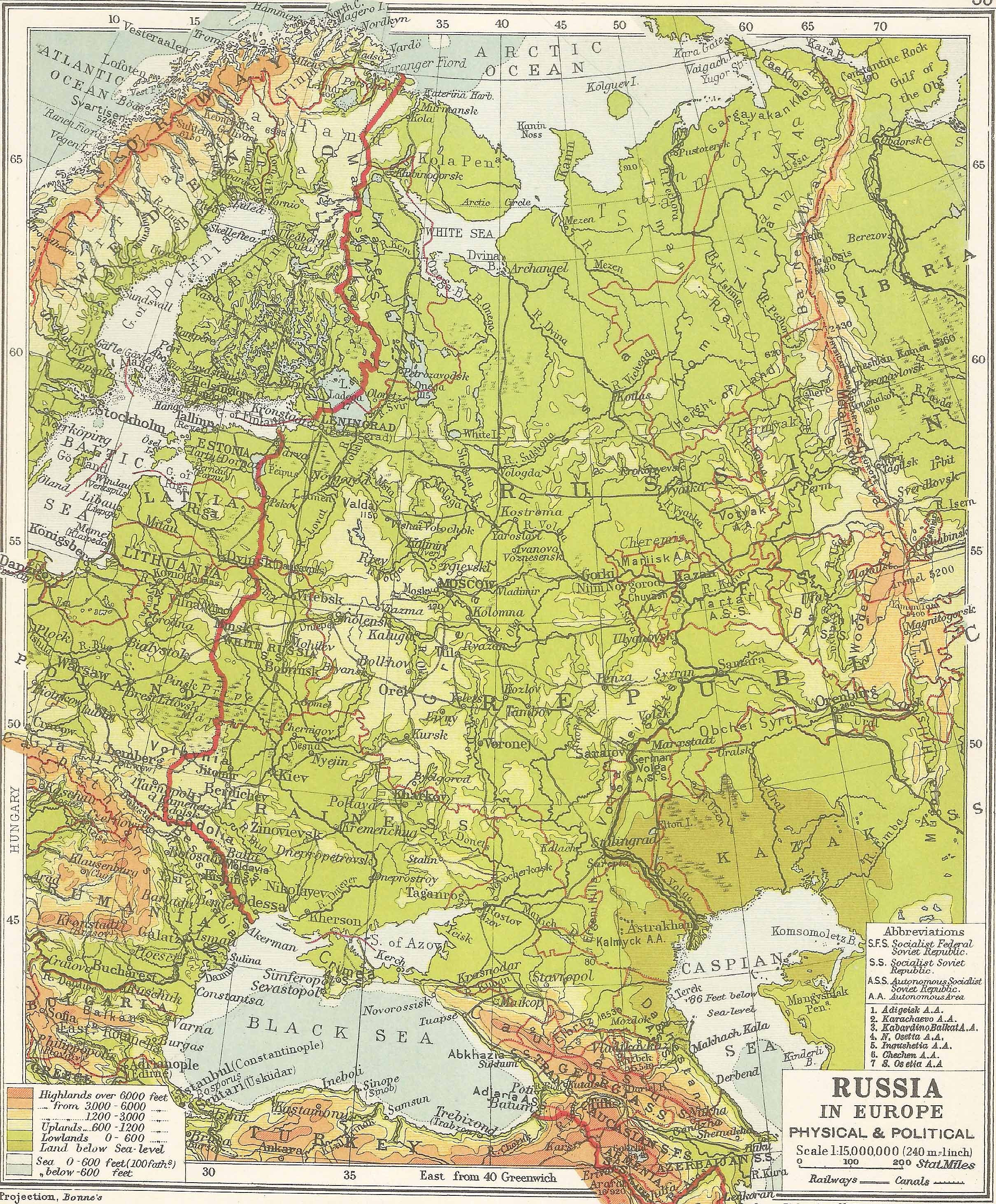 Russia, Pre-world War Two Europe Baltic States 1935 Old Maps Home Decor ...