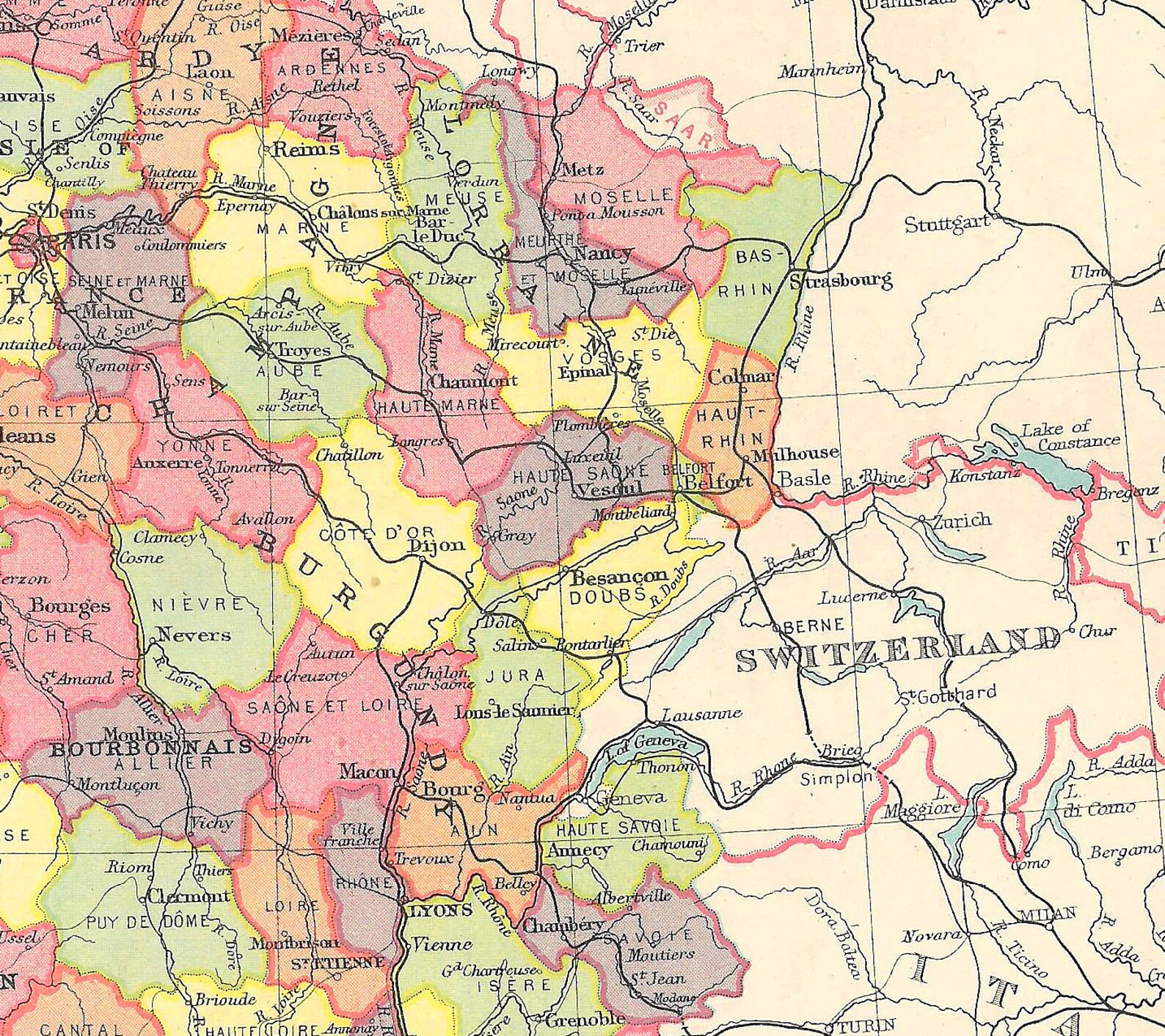 France Political Map 1920s Travel Adventure Maps for Home Decor Europe ...