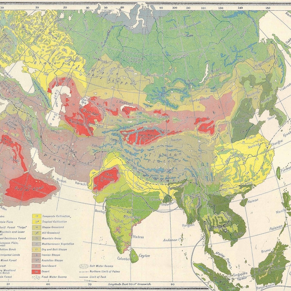 Old World Map of Climate - Etsy