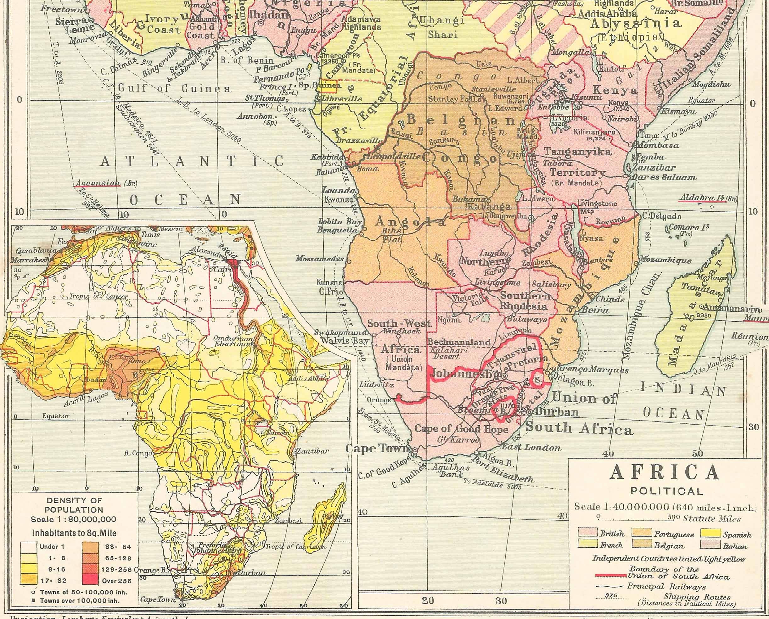 Colonial Africa Political Map 1935 Travel Adventure Maps for Home Decor ...