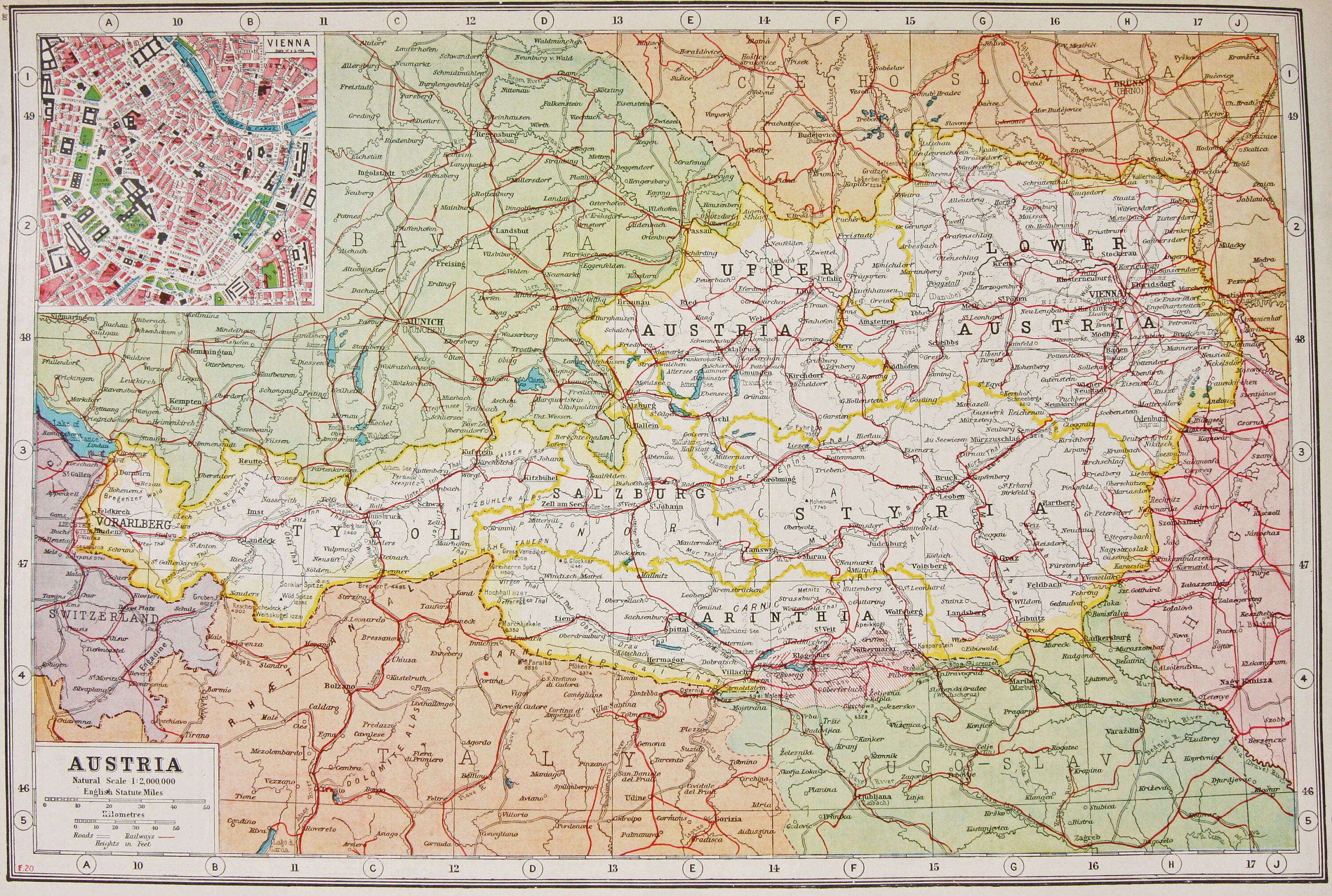 Antique Austria Large Map European Art Map Vintage Map Gifts Framing ...