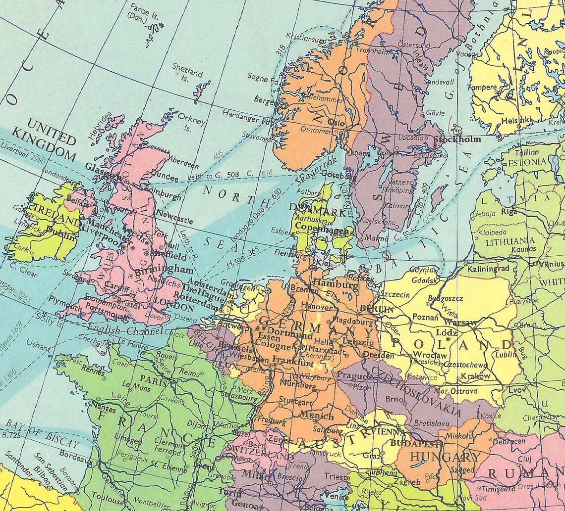 Europe Vintage Map 1961 Cold War Maps Travel Adventure Maps - Etsy