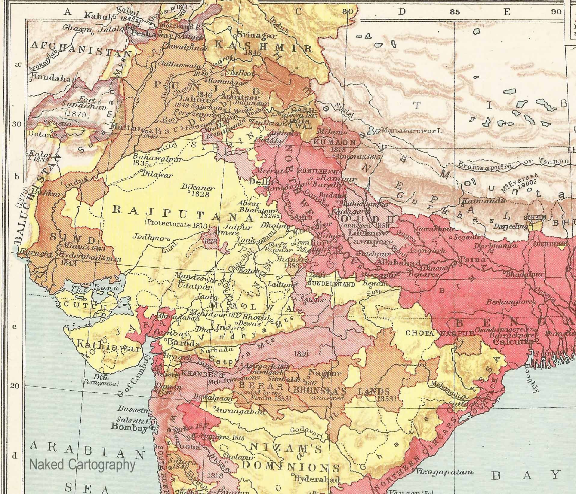 Old Map of Indian in 1858 Antique Map Vintage Maps Lithograph Prints ...