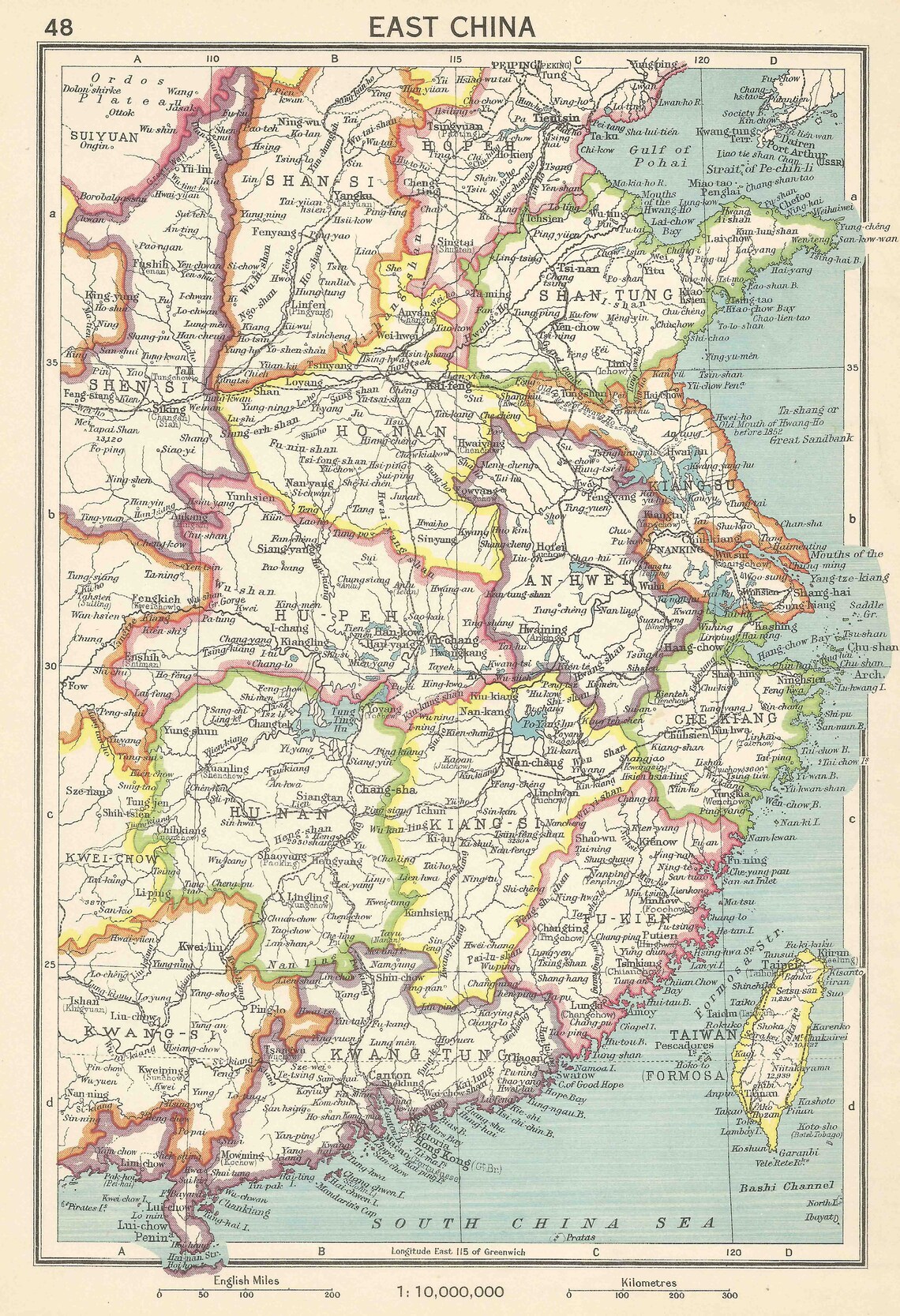 East China Map Asian Map Oriental Vintage Map Home Decor Art - Etsy