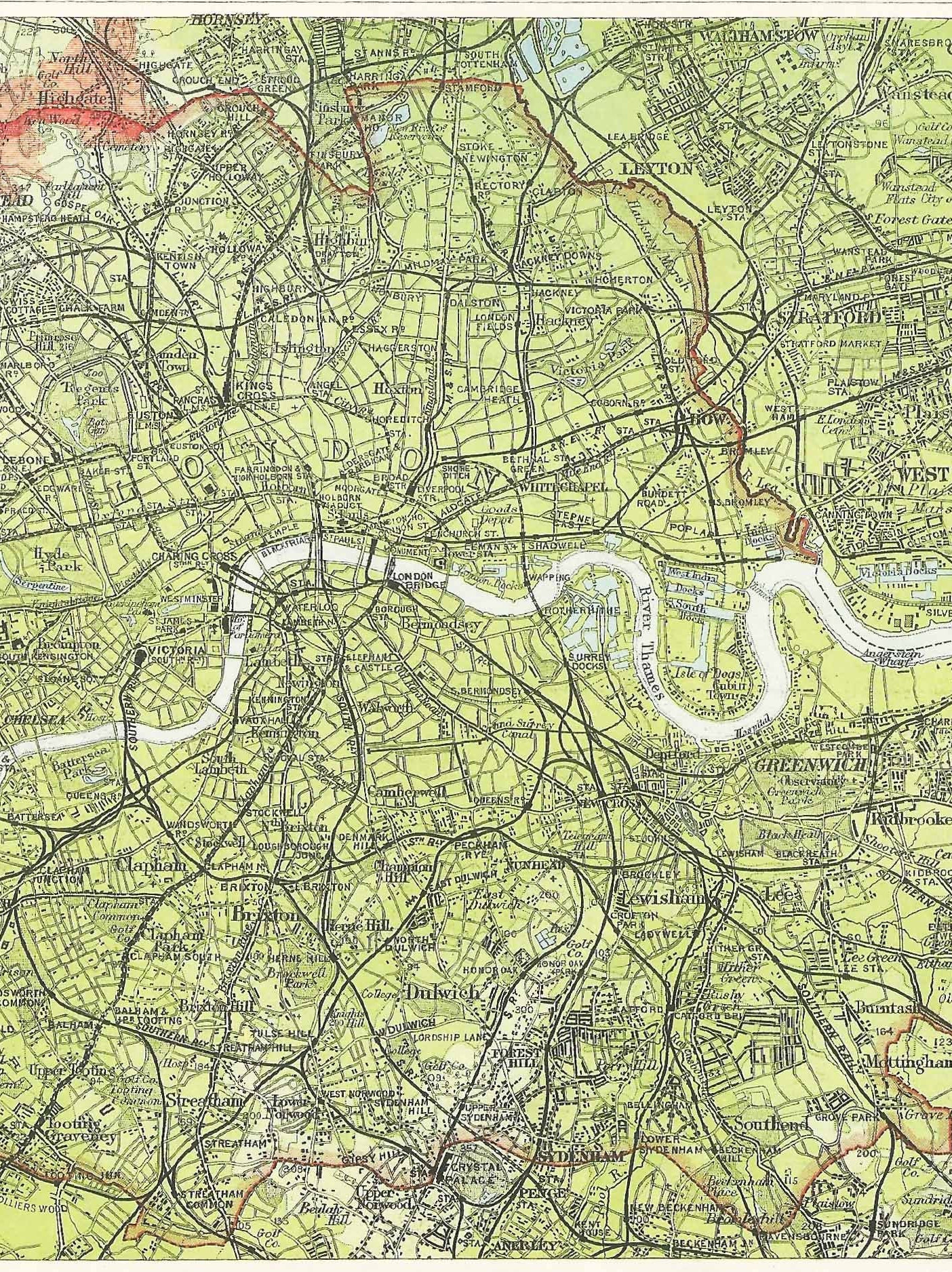 London Map 1930s Old Maps Home Decor Vintage Prints Map Gifts England ...