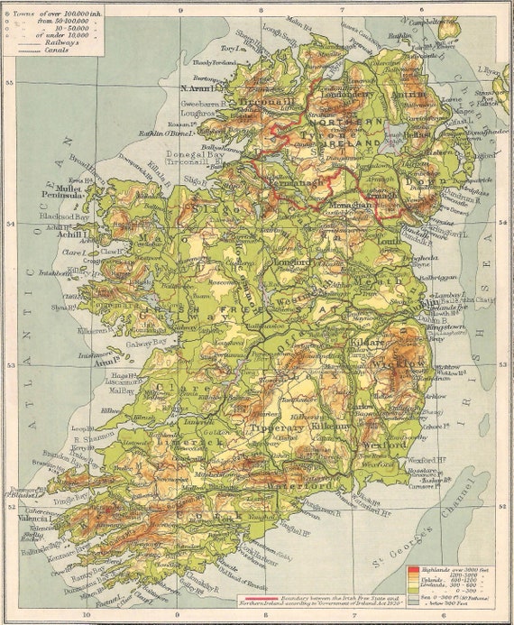 Ireland Map travel adventure maps for home decor irish Vintage | Etsy