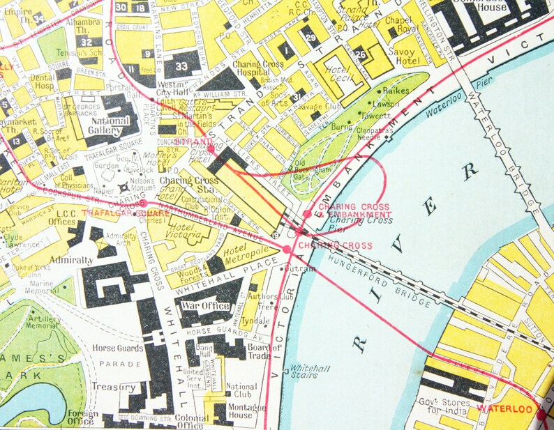 Antique Map of London Detailed 1920s Art Map Vintage Map Gifts Framing ...