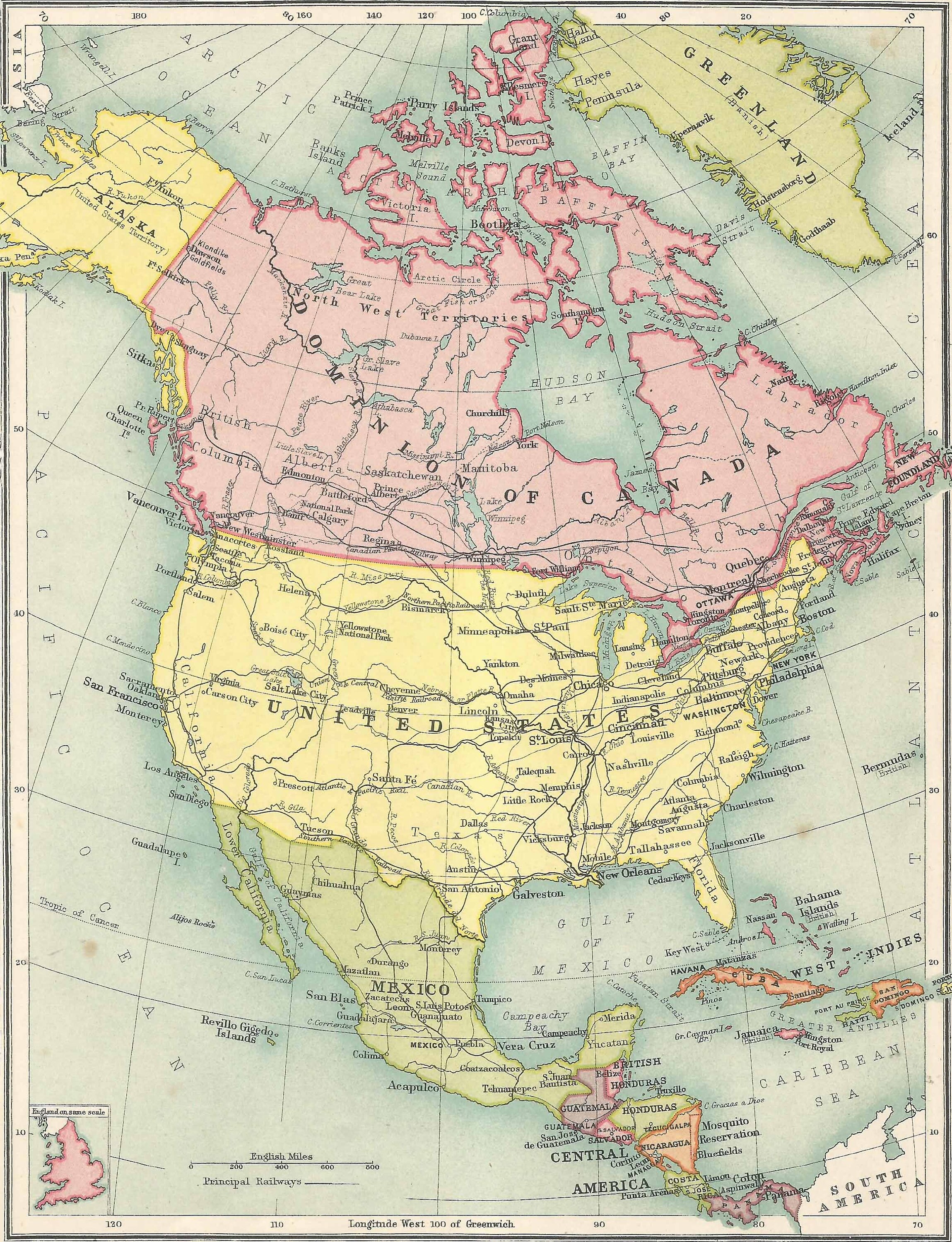 North America United States Map 1910s Vintage Map Home Decor Art Travel ...