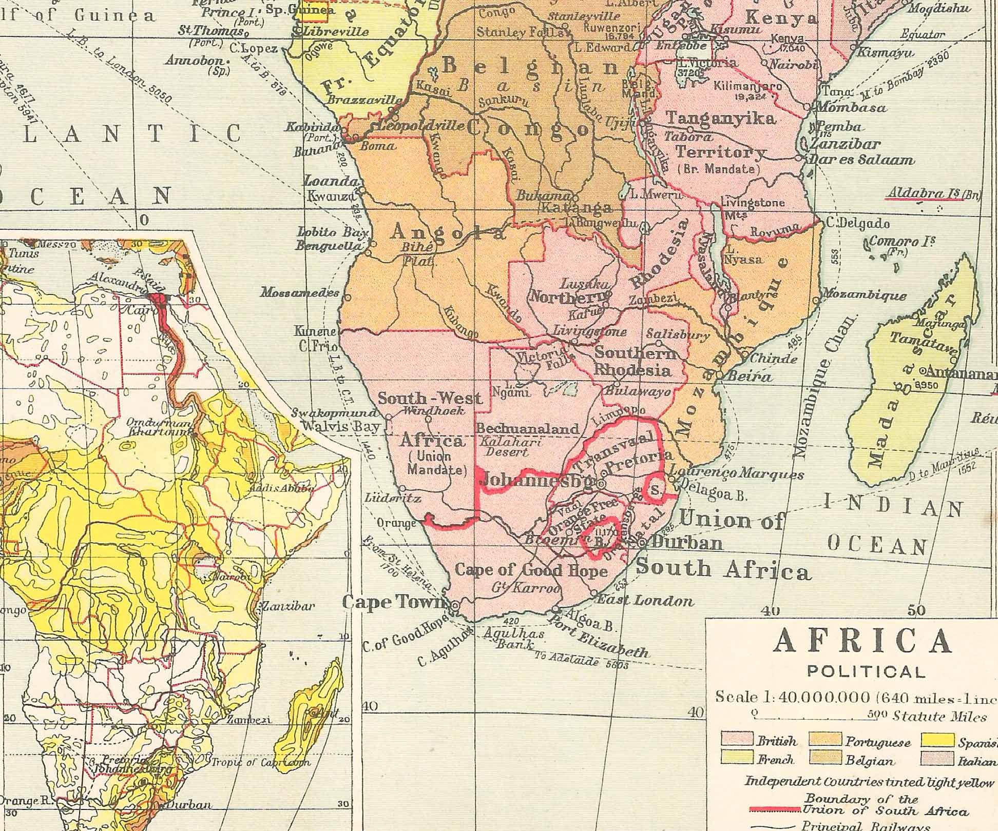 Colonial Africa Political Map 1935 Travel Adventure Maps for Home Decor ...