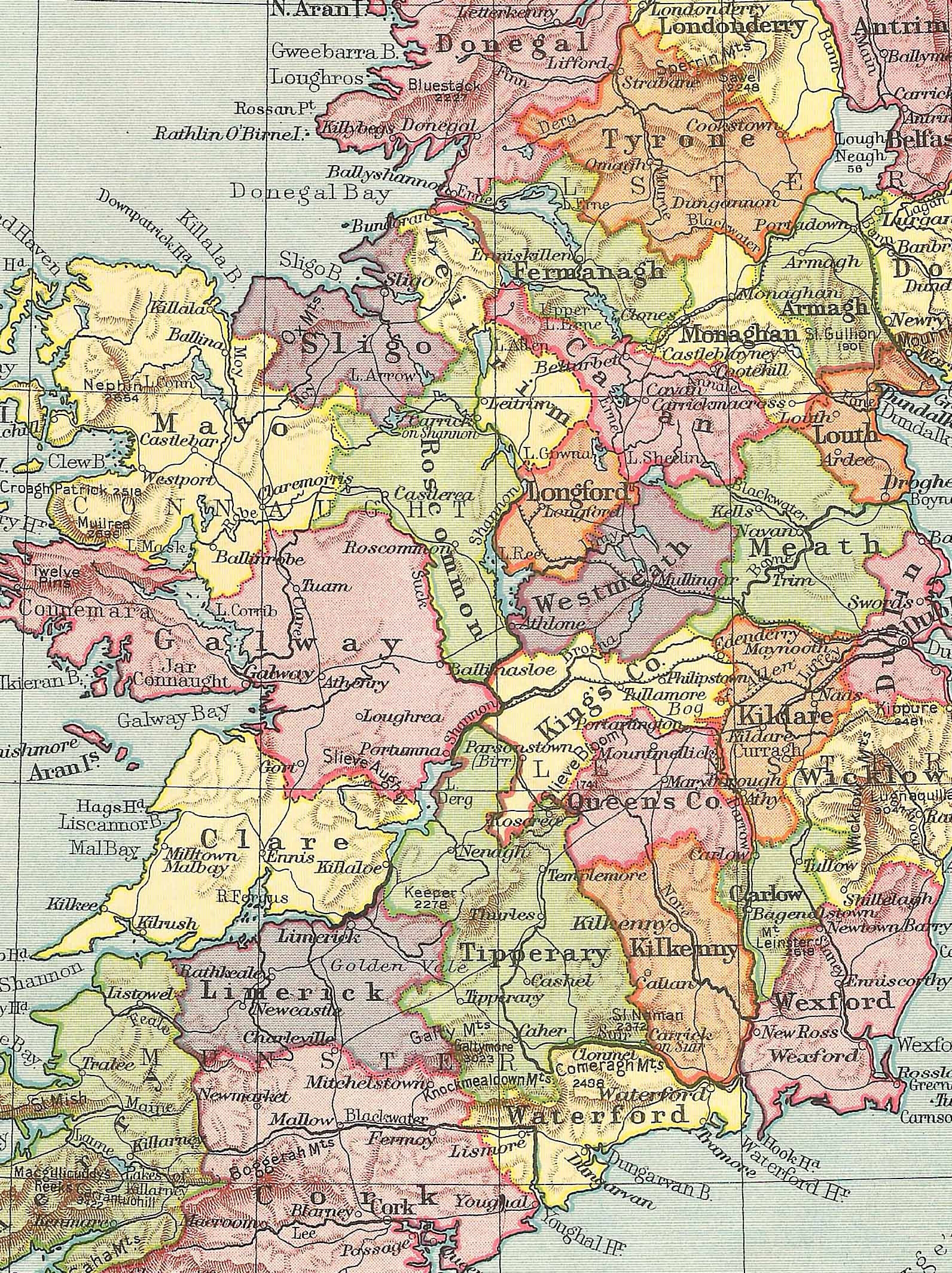 Ireland Map 1920s Political Map Old Irish Maps Home Decor Vintage ...